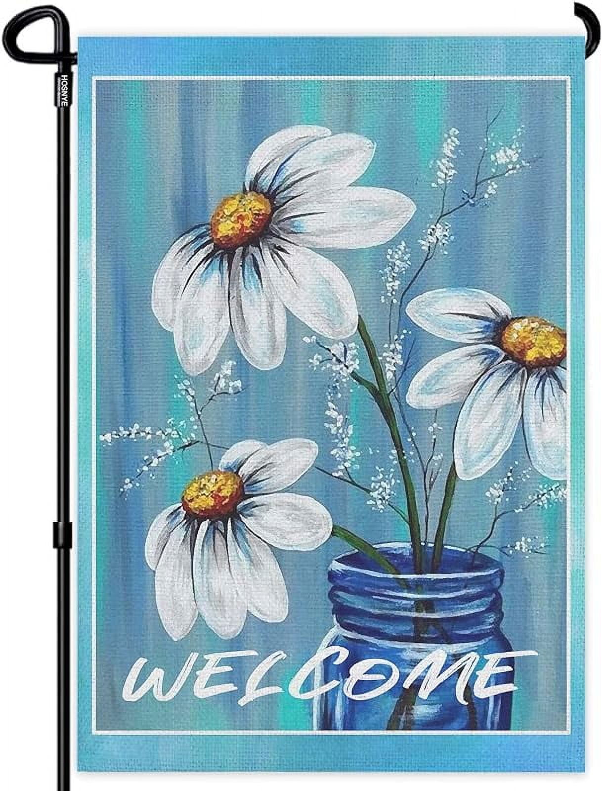 Daisy Jar Welcome Garden Flag 12x18 Inch Vertical Double Sided Blue ...