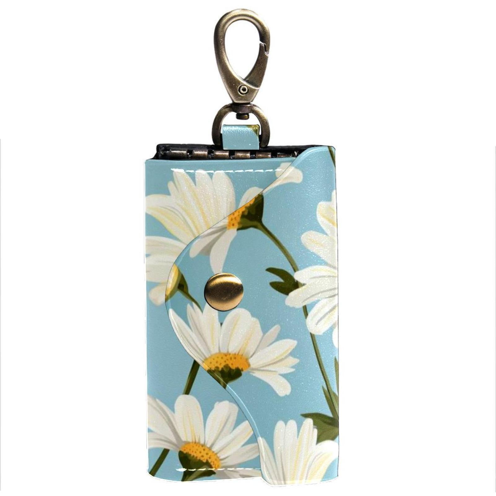 Daisy Key Holder Card ID Wallet with 6 Hooks, Side Pockets, and Printed ...