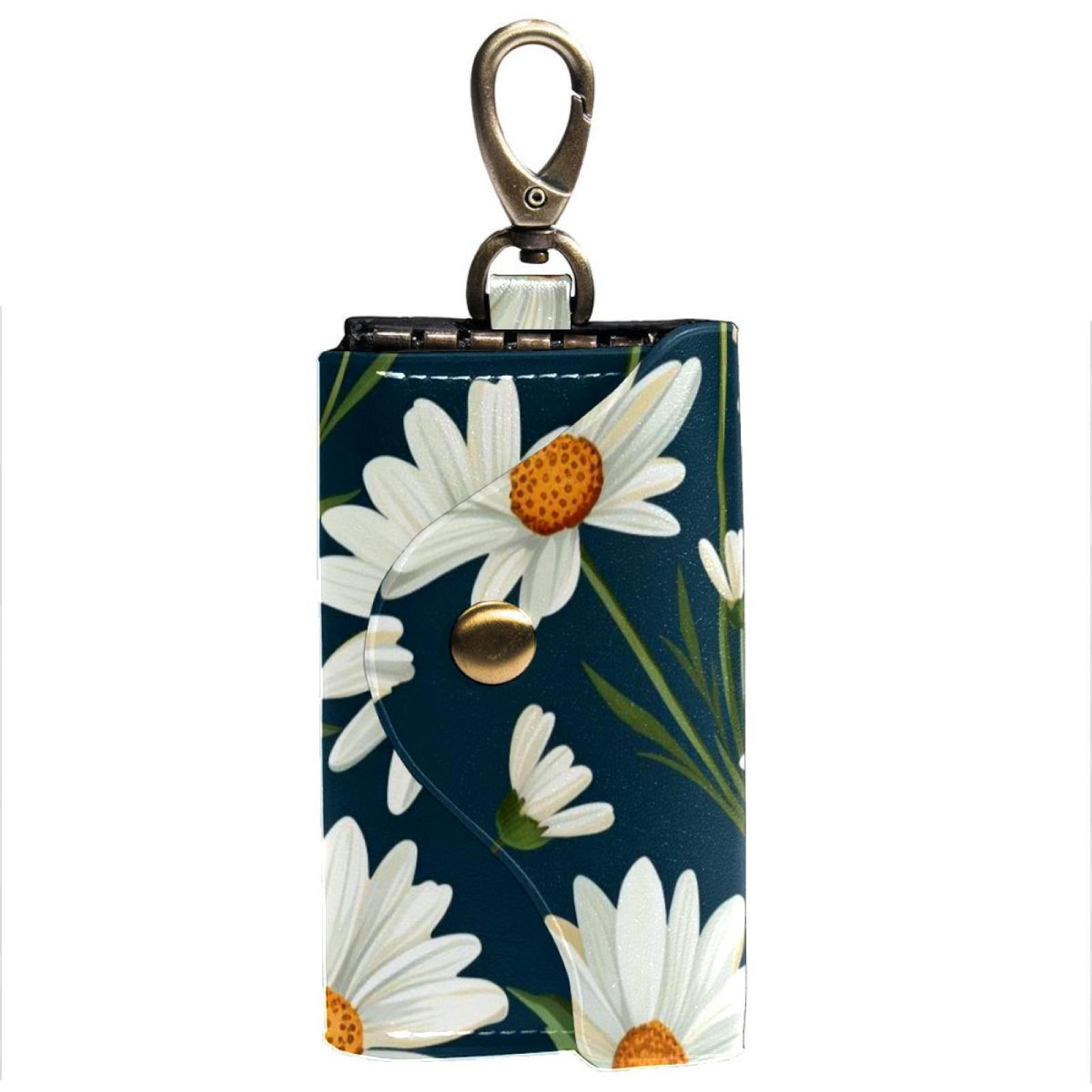 Daisy Key Organizer Card ID Holder Wallet with 6 Hooks and Side Pockets ...