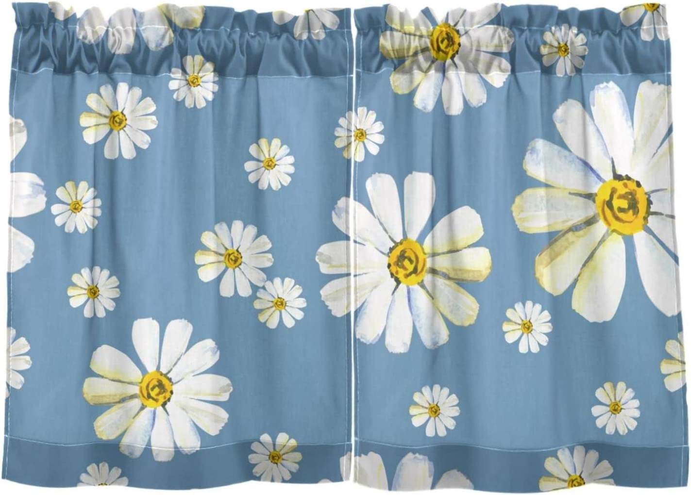 Daisy Kitchen Curtains 2 Panels UV Protected Tier Curtains, Half Window ...