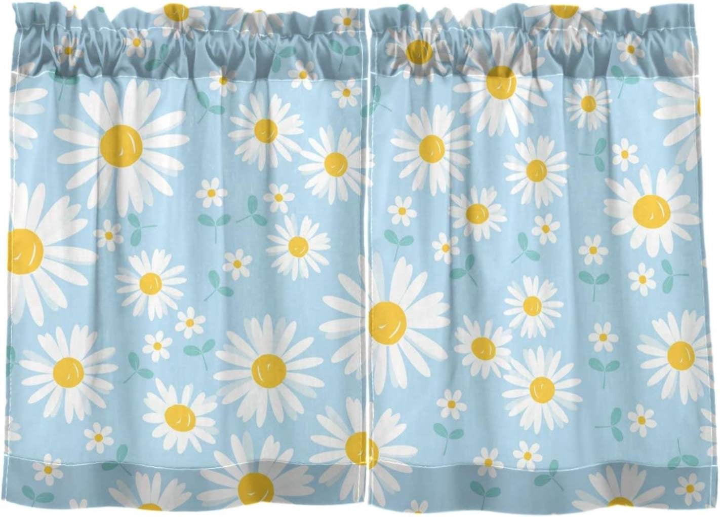 Daisy Kitchen Curtains 2 Panels UV Protected Tier Curtains, Half Window ...