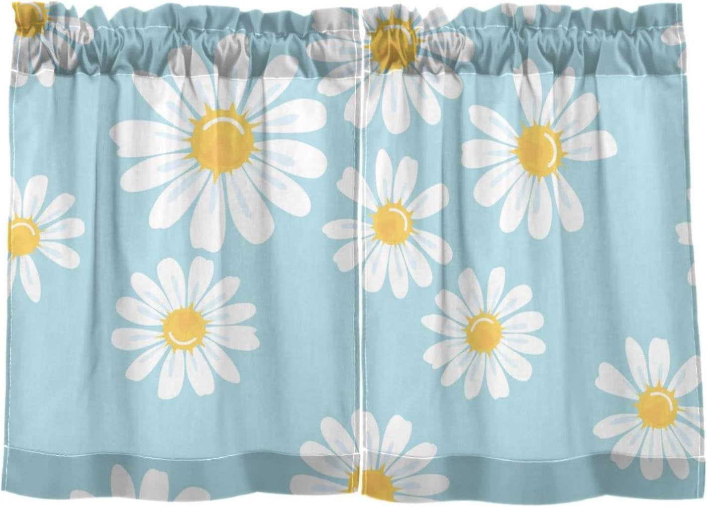 Daisy Kitchen Curtains 2 Panels UV Protected Tier Curtains, Half Window ...