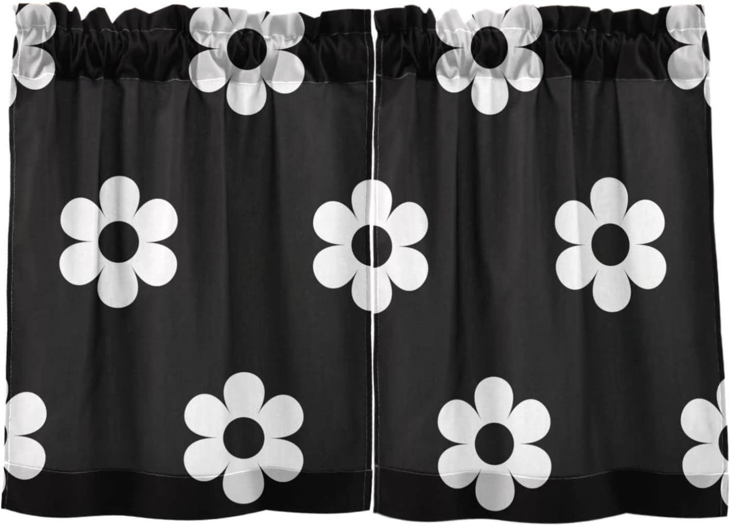 Daisy Kitchen Curtains 2 Panels UV Protected Tier Curtains, Half Window ...