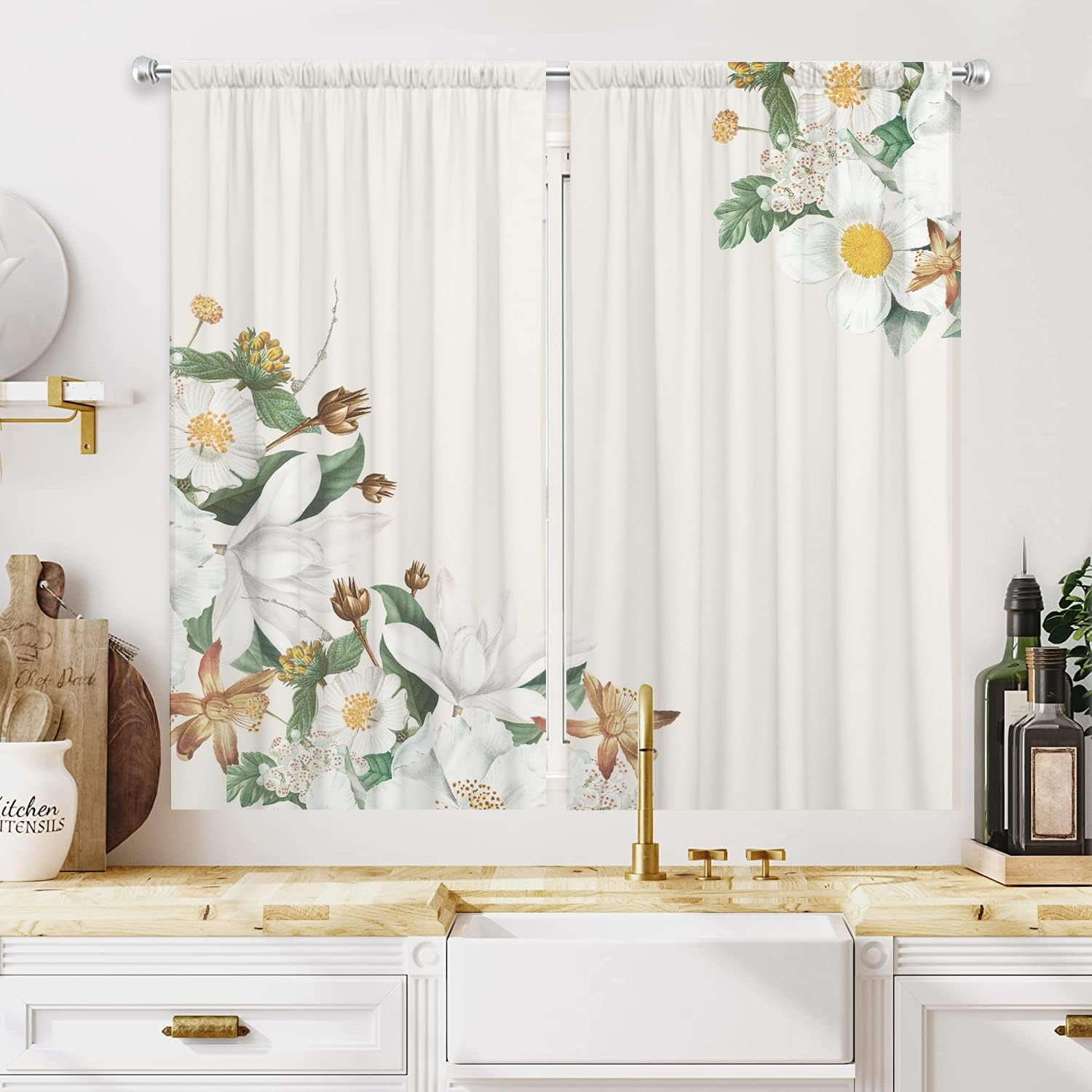 Daisy Kitchen Window Curtain Plant Small Kitchen Curtains Velvet ...