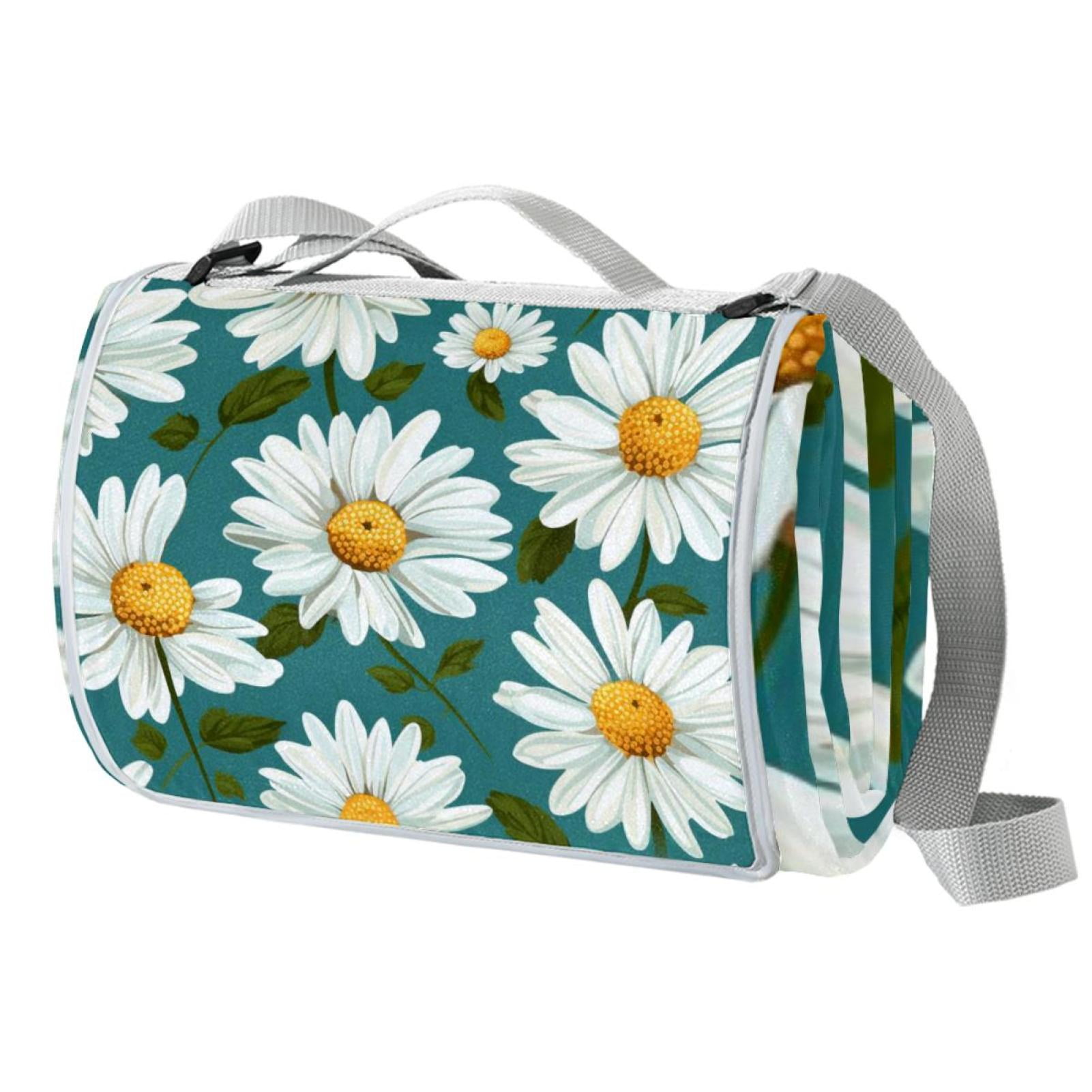 Daisy Large Canvas Picnic Blanket Waterproof Backing, Portable Outdoor ...
