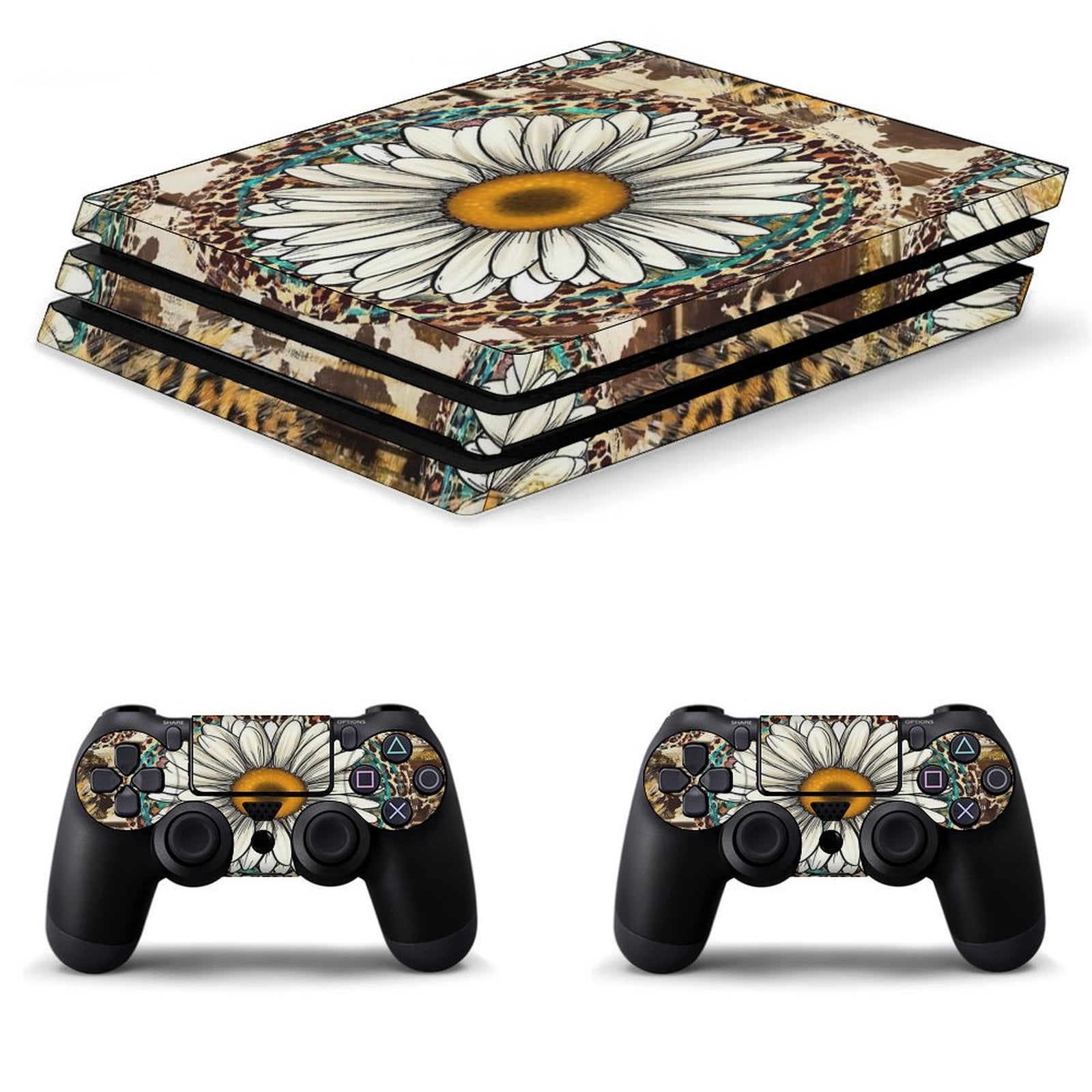 Daisy Leopard Print PS4/PS4 Pro/PS4 Slim Skin Sticker For Console And ...