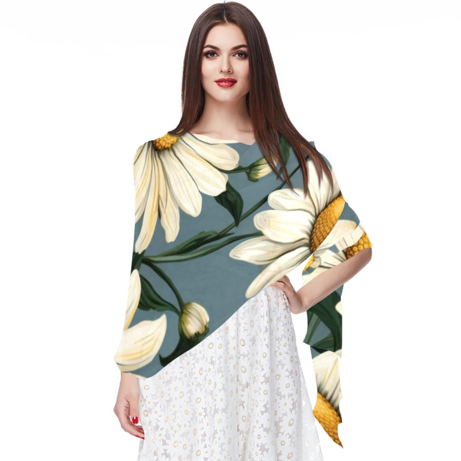 Daisy Light and Breathable Chiffon Yarn Silk Scarf - Translucent 180*73 ...