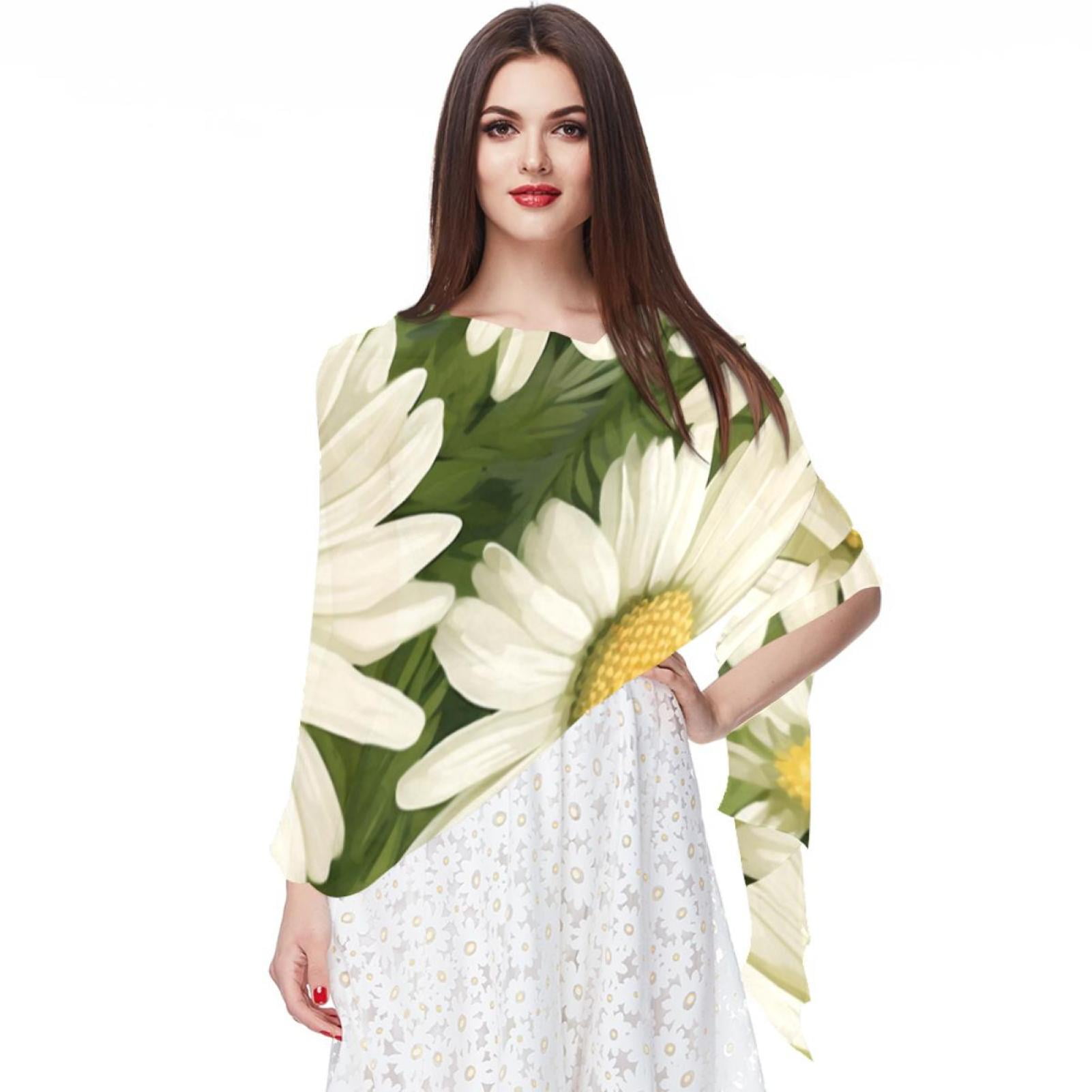 Daisy Light and Breathable Chiffon Yarn Silk Scarf - Translucent 180*73 ...
