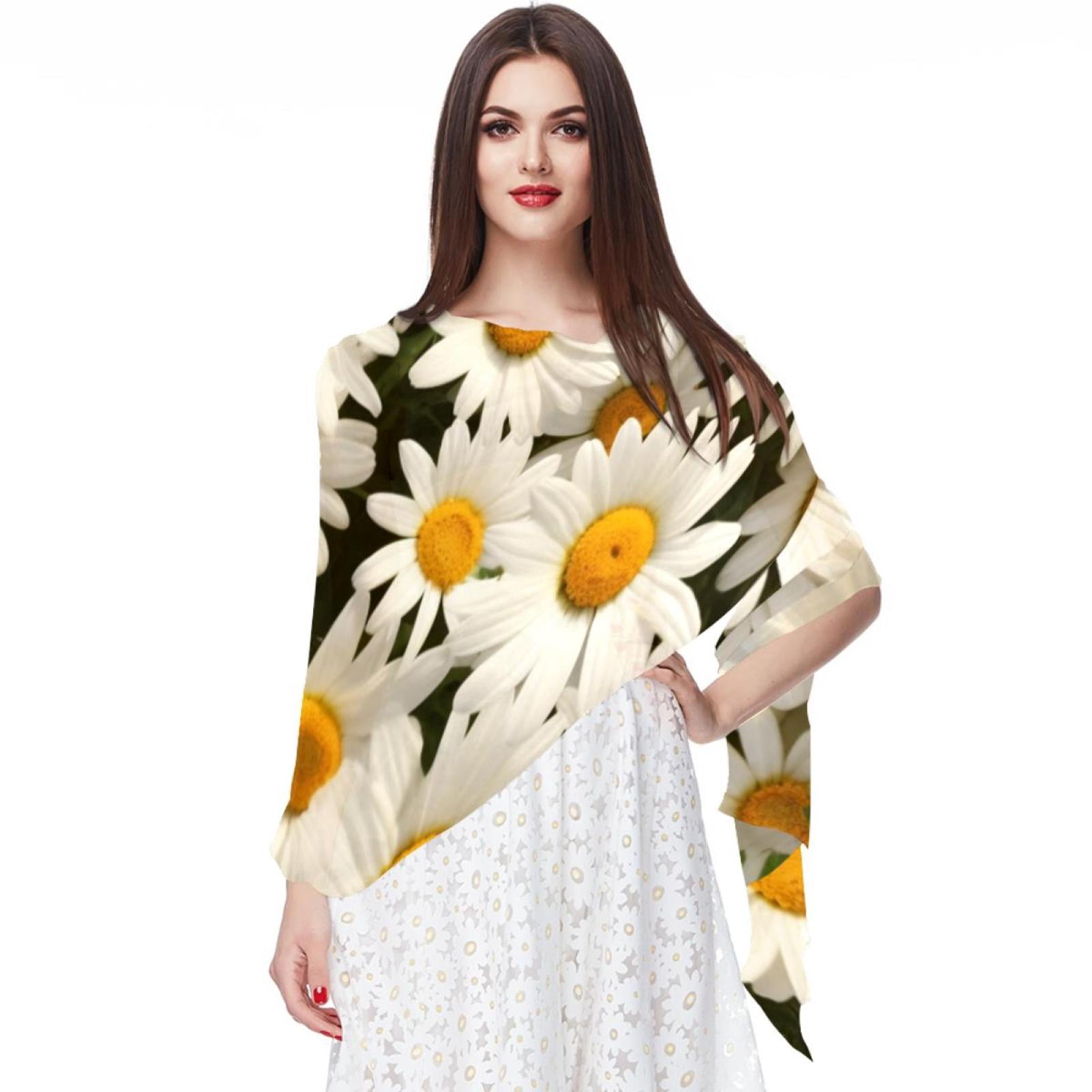 Daisy Light and Breathable Chiffon Yarn Silk Scarf - Translucent 180*73 ...