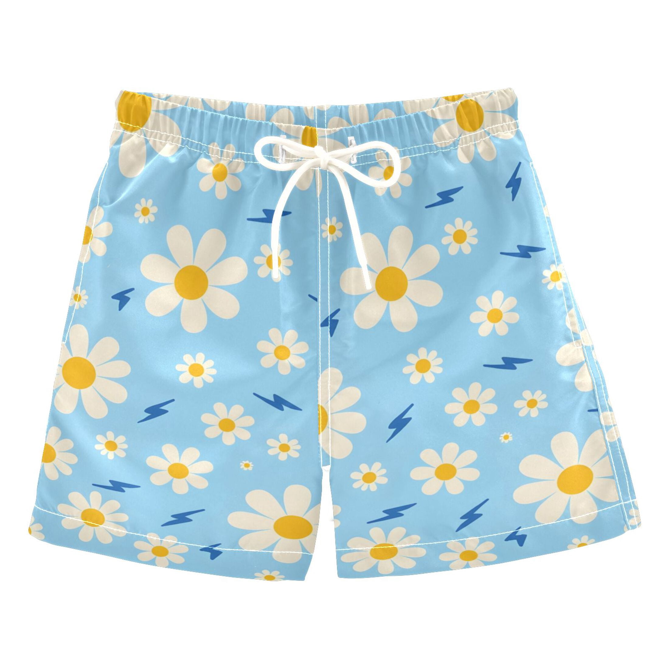 Daisy Lightning Pattern Swim Trunks Quick Dry Beach Pool Board Shorts ...