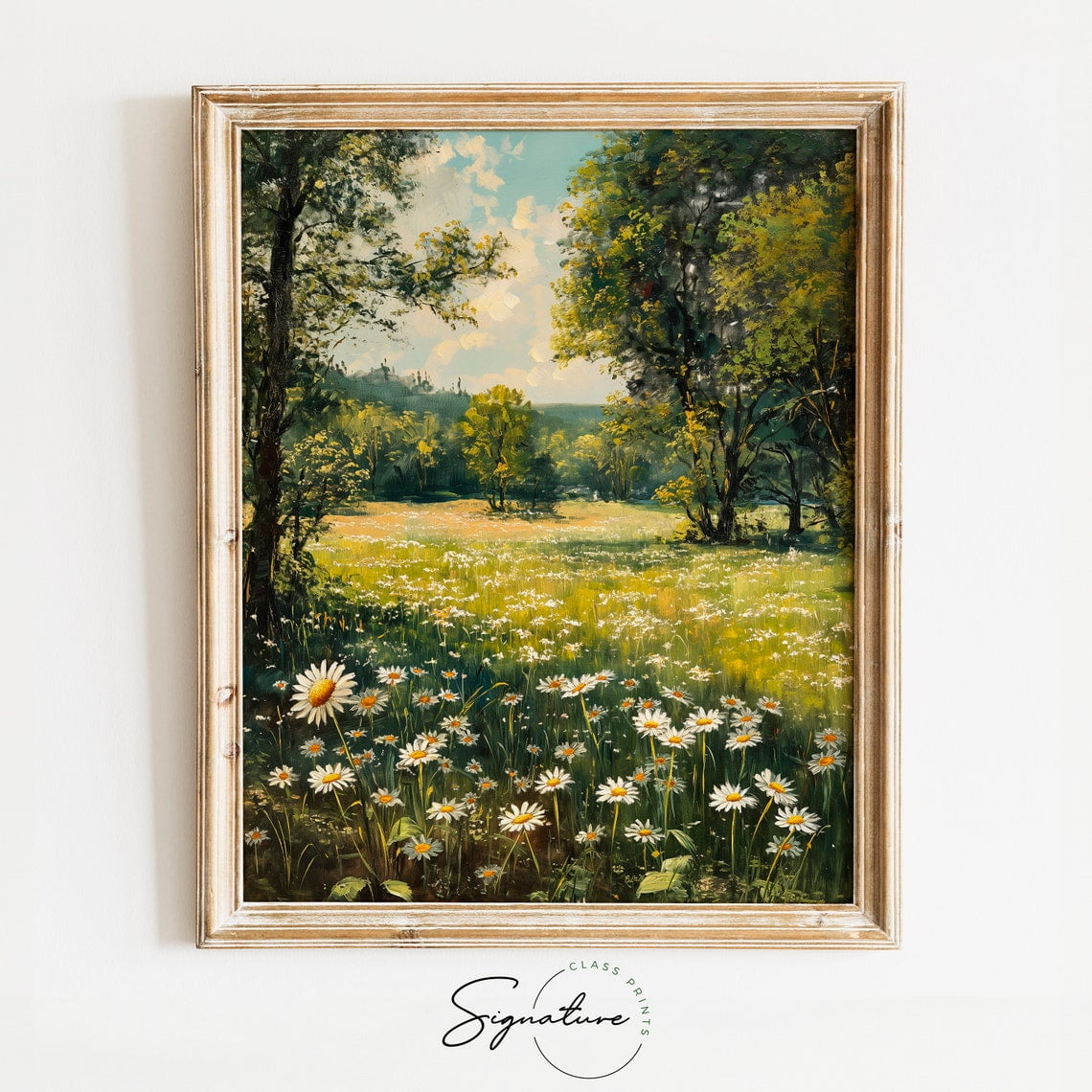 Daisy Meadow, Early Spring Flowers In Green Field Wall Art, Nature ...