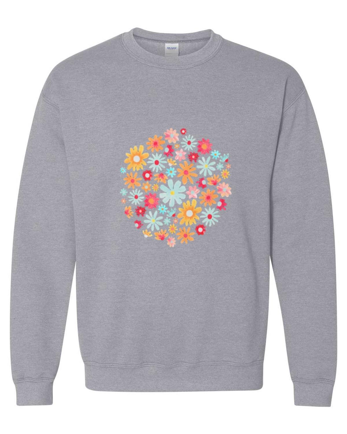 Daisy Meadow On Blue Oversized Fit Floral Nature Scene Graphic ...