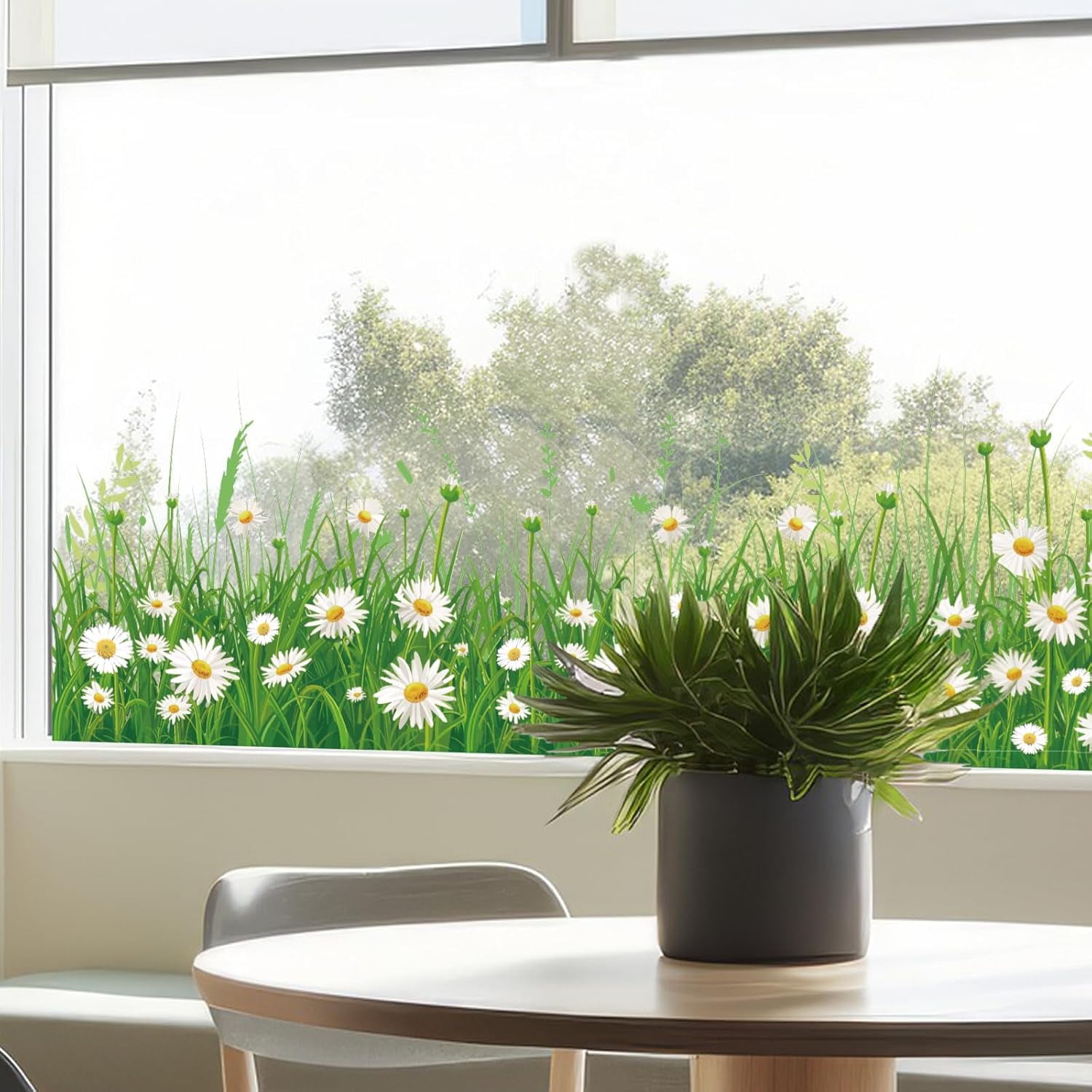 Daisy Meadow Window Clings Summer Window Stickers Grass and Flower ...