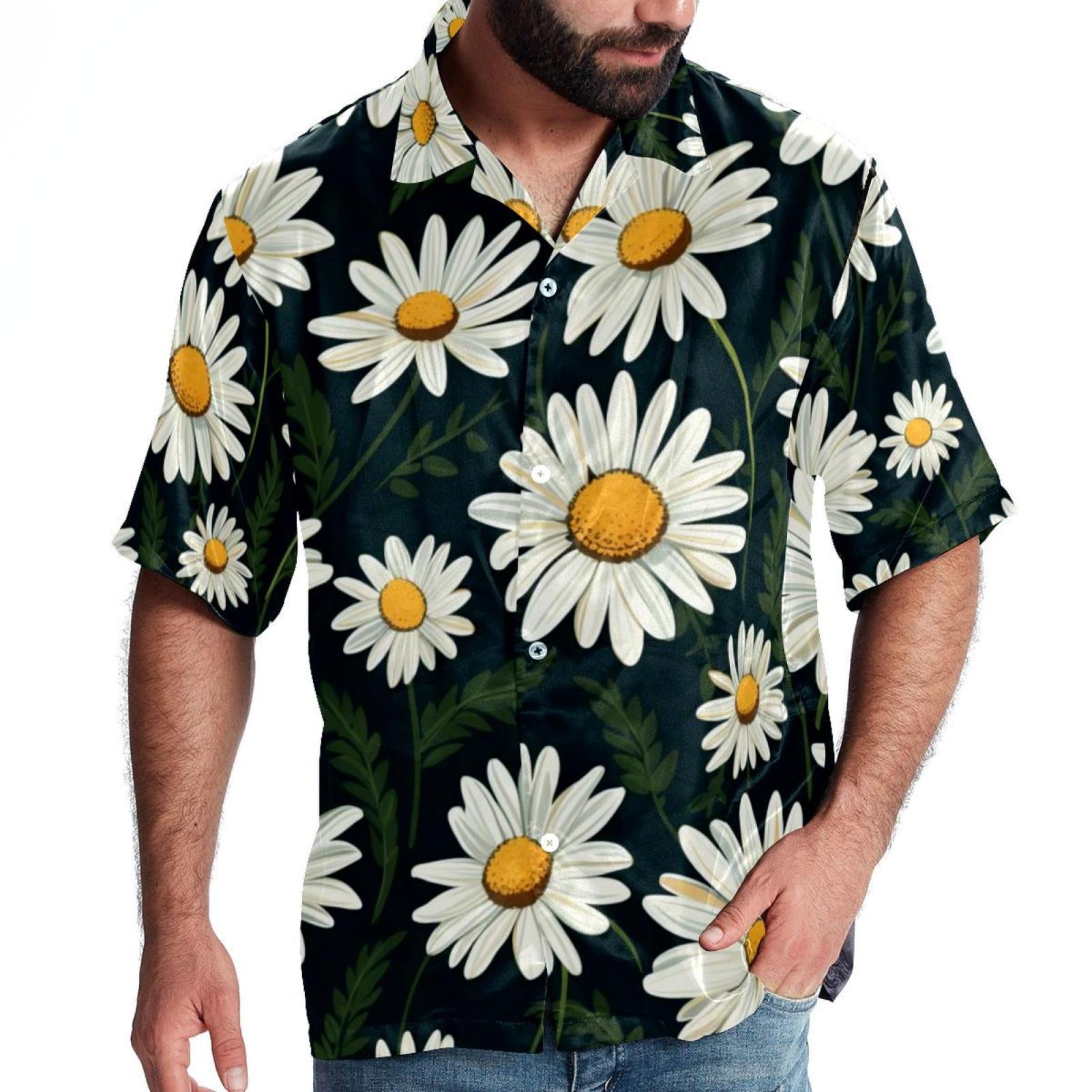 Daisy Men's Casual Spread Collar Hawaiian Short Sleeve Button Down ...