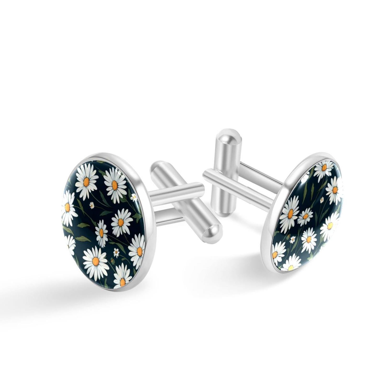 Daisy Men's Cufflink Set in Stainless Steel for Formal Attire and ...