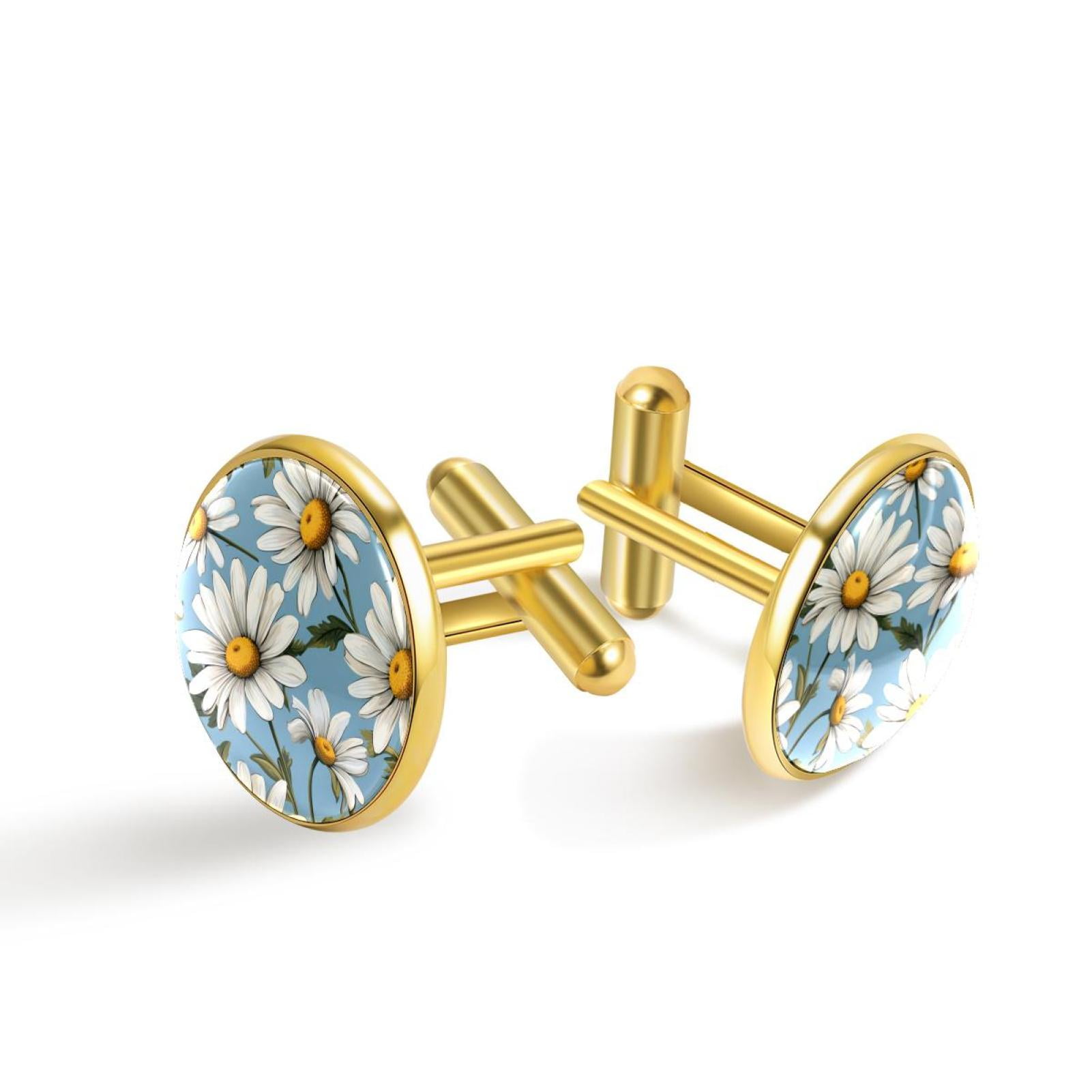 Daisy Men's Stainless Steel Shirt Cufflinks Set - Suitable for Formal Attire - Ideal for Work ...