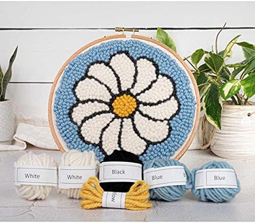 Daisy Mini Punch Needle Kit - Includes Punch Needle Tool, 100% Wool ...