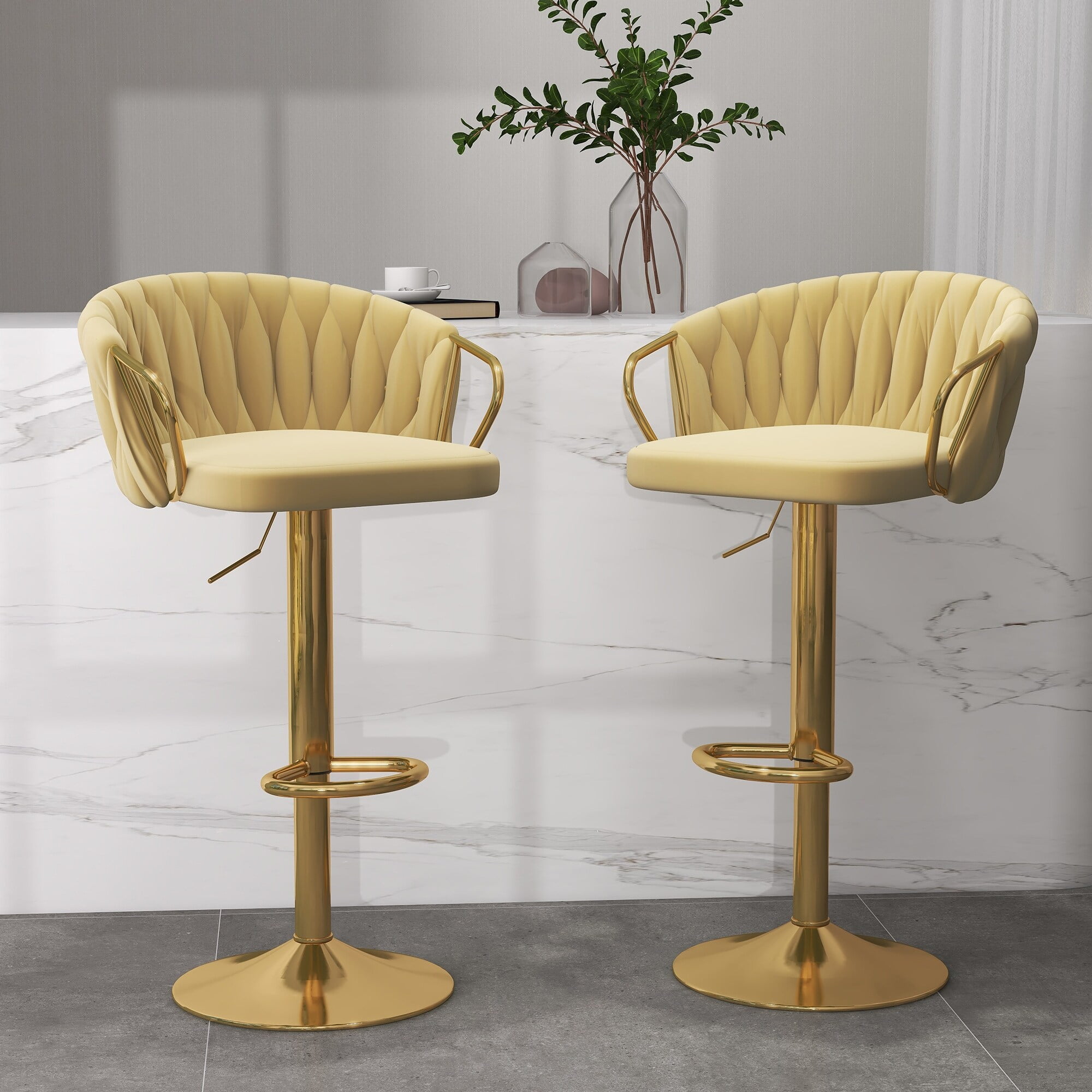Daisy Modern Adjustable Bar Stools (Set of 2) Camel - Walmart.com