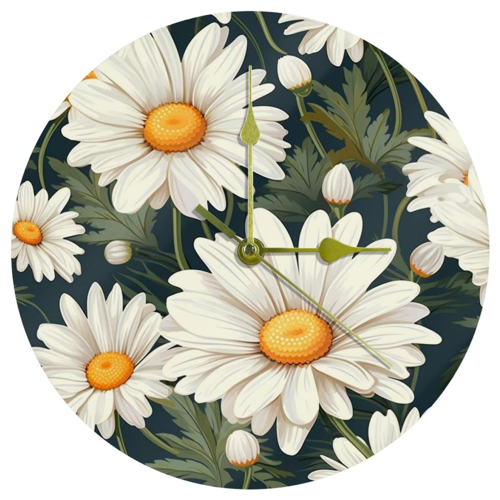 Daisy Modern Round Acrylic Wall Clock, 9.8 Inches, Silent Non Ticking ...