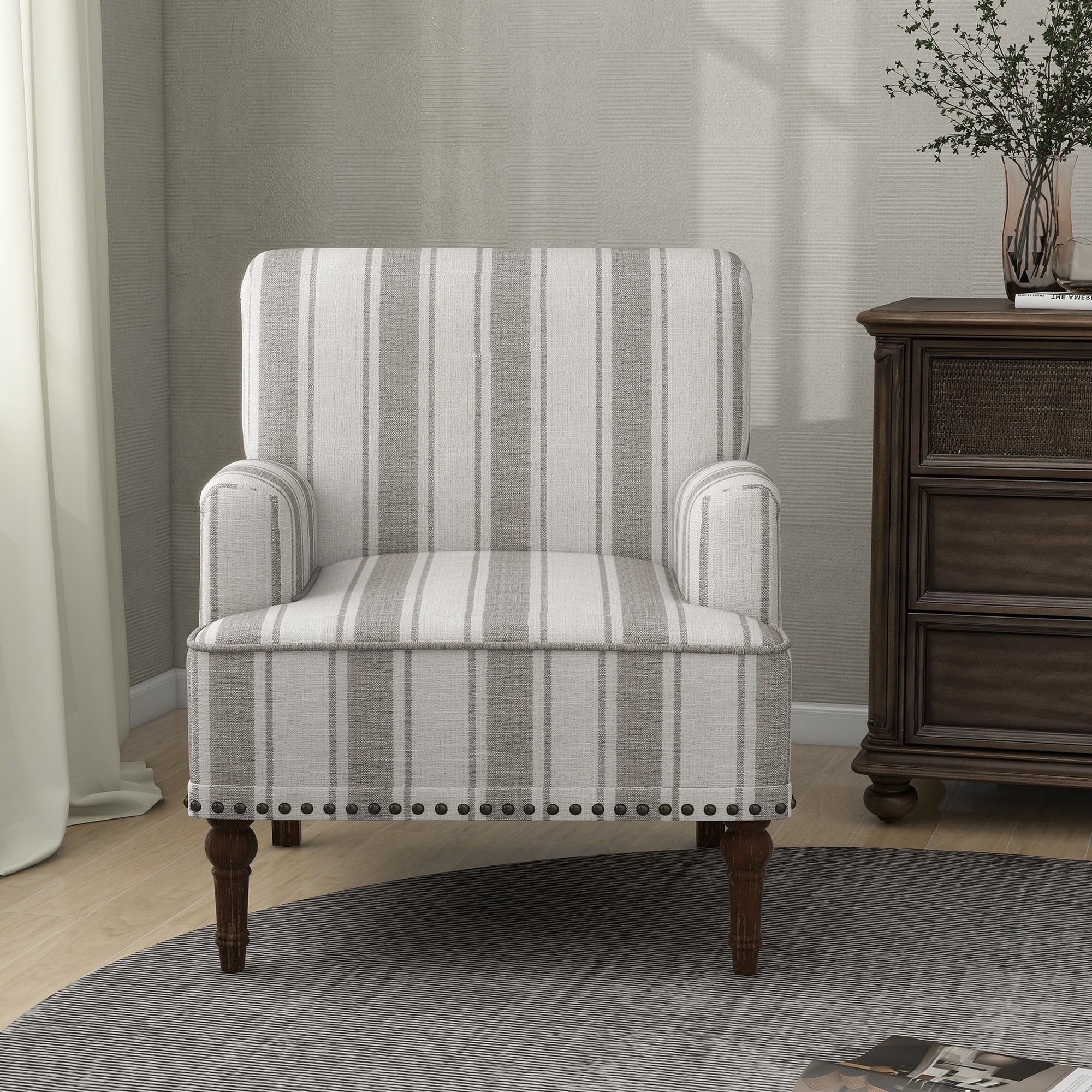 Daisy Modern Striped Accent Chairs with Arms Brown Stripe - Walmart.com