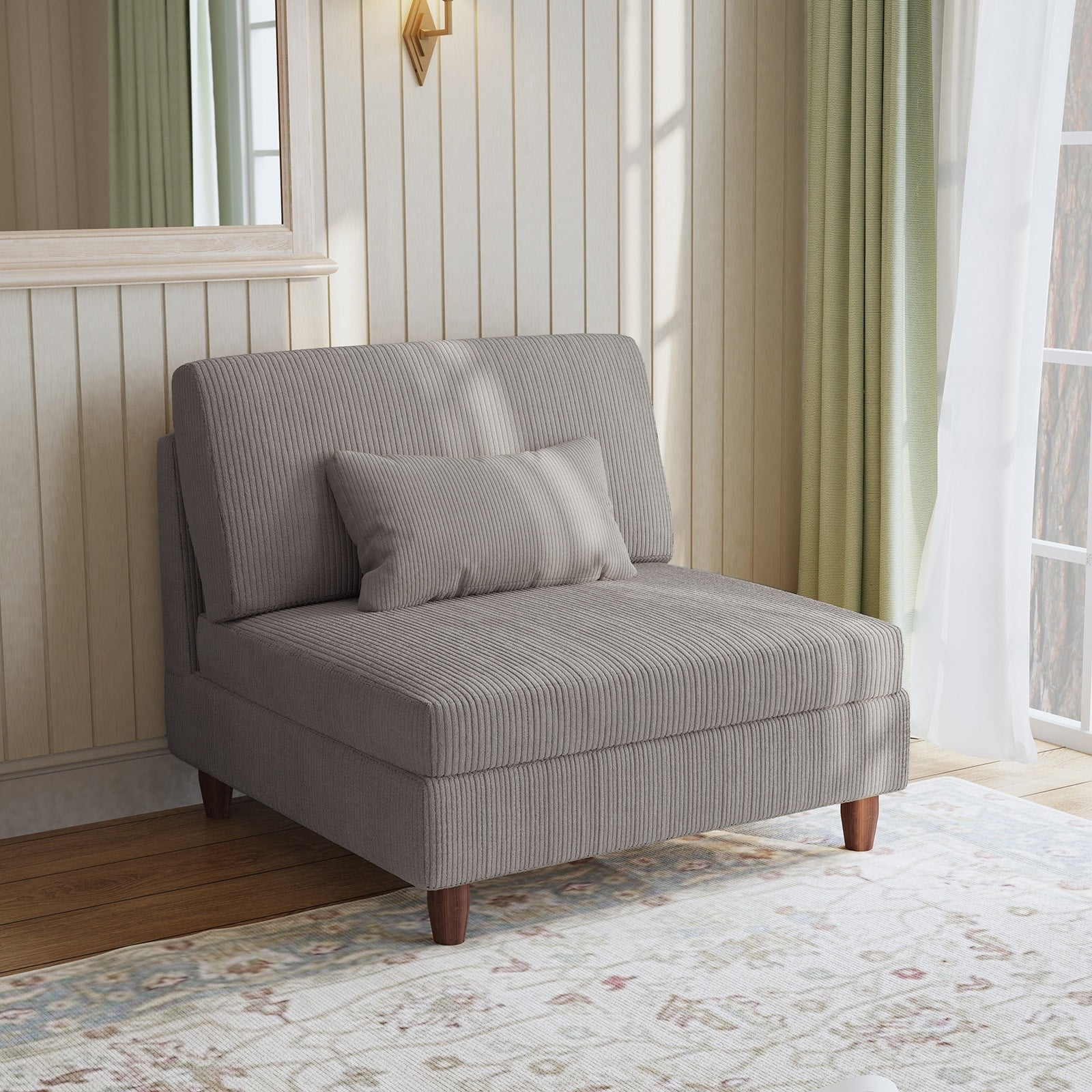 Daisy Oversized Storage Sectional Sofa Modular Couch Light Grey-Armless ...