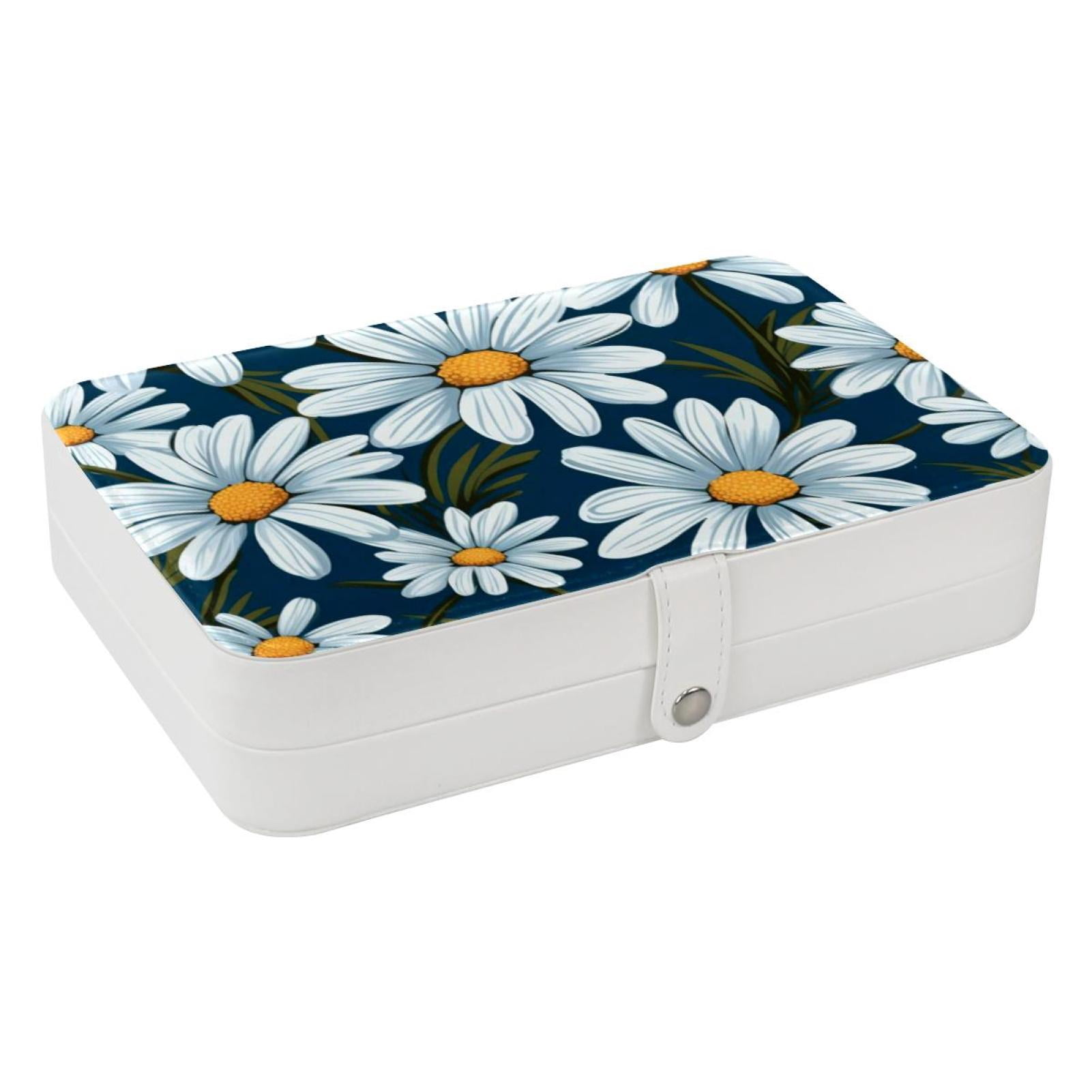 Daisy PU Leather Jewelry Box Necklace Organizer with Removable ...