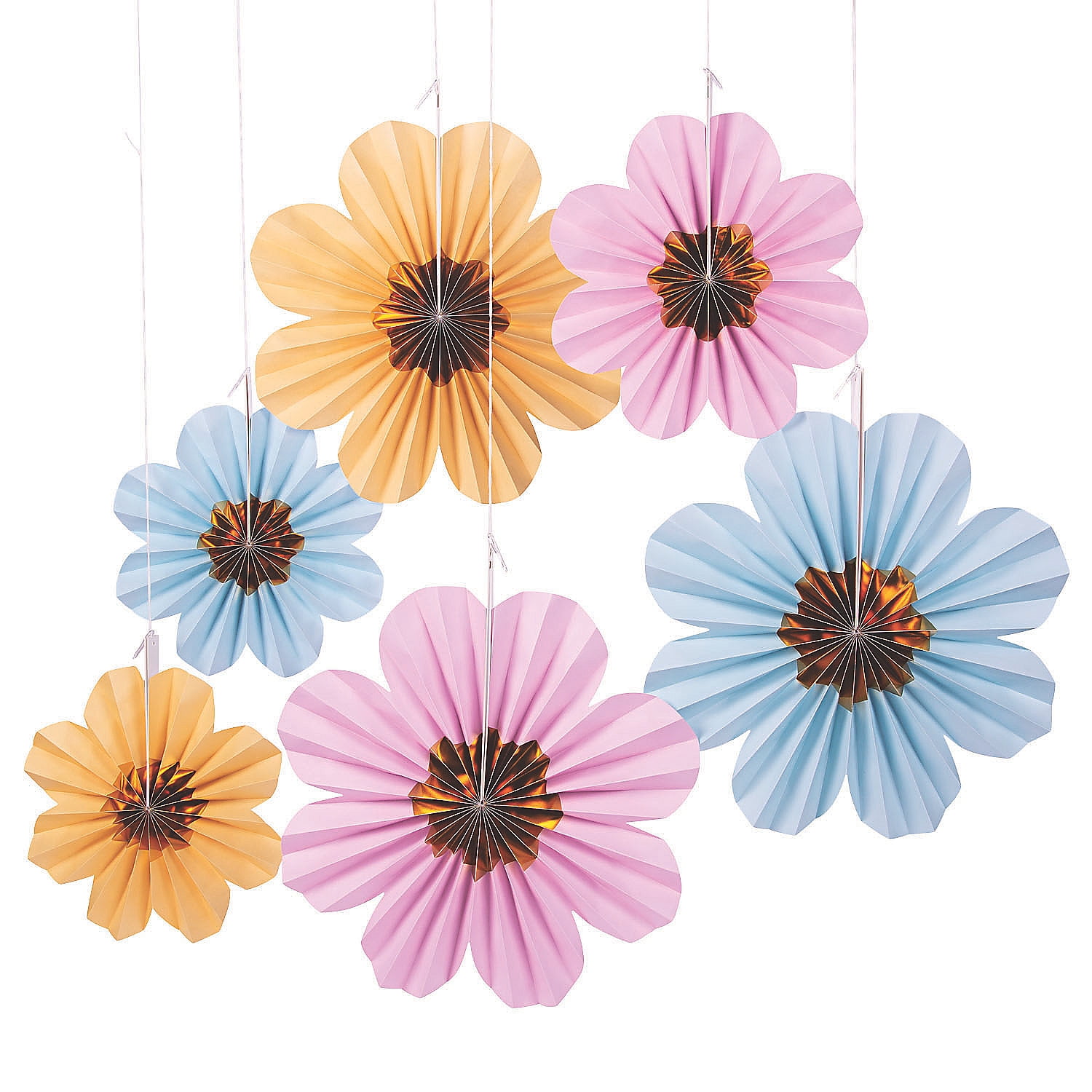 Daisy Pastel Hanging Fans - Party Decor - 6 Pieces - Walmart.com