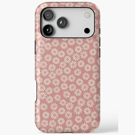 Daisy Pattern Canyon Coral Color Art iPhone Case 17 16 15 14 13 12 11 ...
