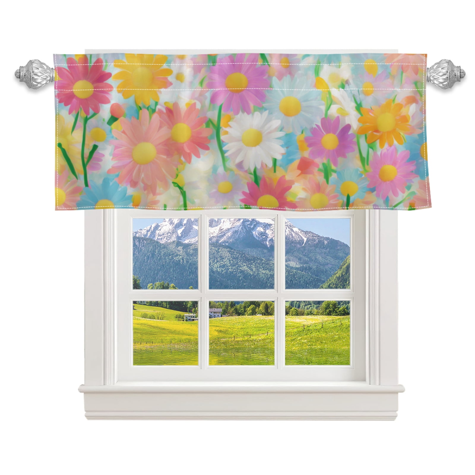 Daisy Pattern Curtain for Kitchen Living Room Bedroom Bathroom Cafe 42 ...