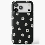 Daisy Pattern Design Black Background iPhone Case 11 to 17 Pro Max ...