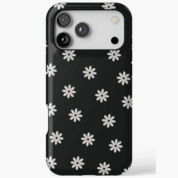 Daisy Pattern Design Black Background iPhone Case 11 to 17 Pro Max ...
