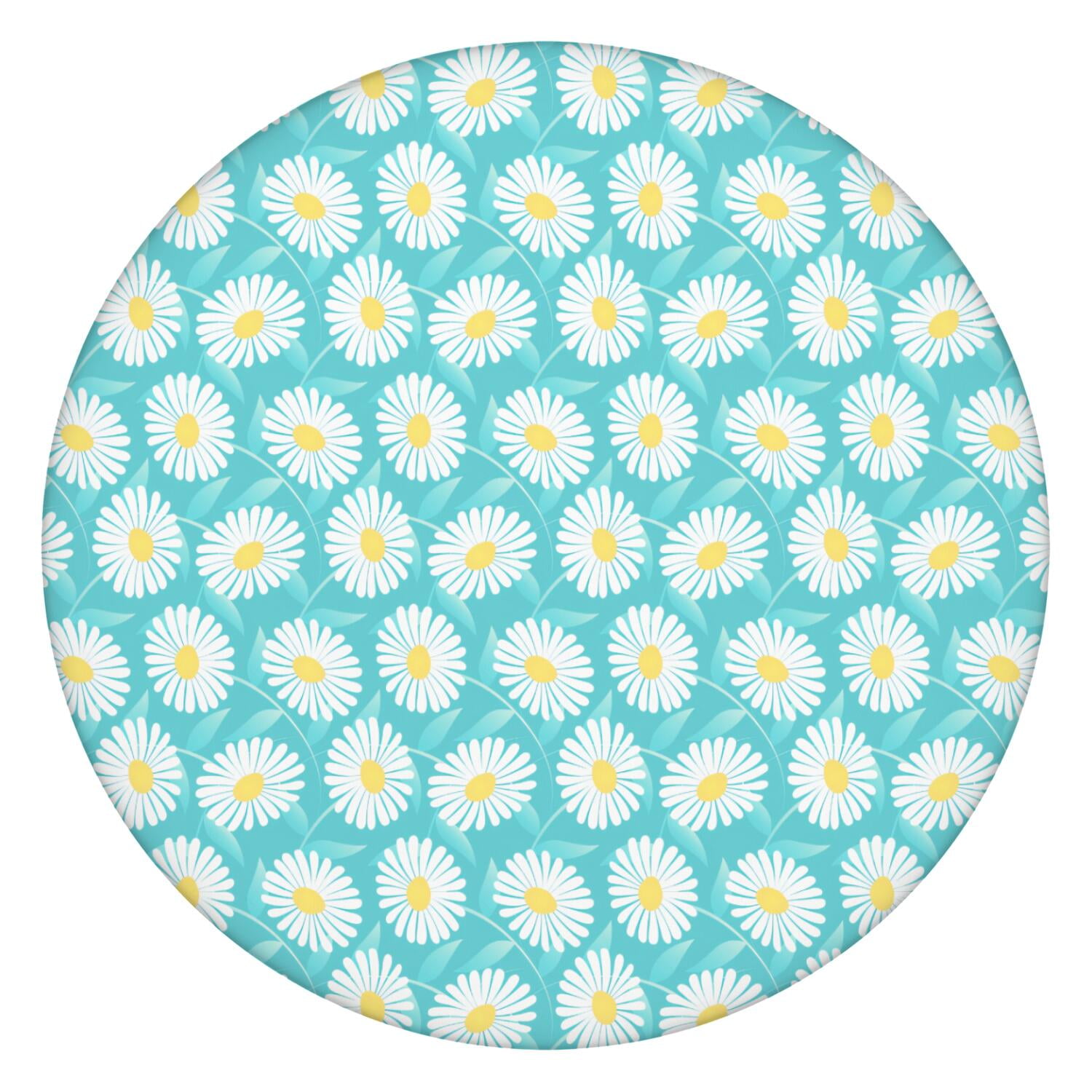 Daisy Pattern Elastic Round Tablecloth with Polyester Fabric, Spring ...