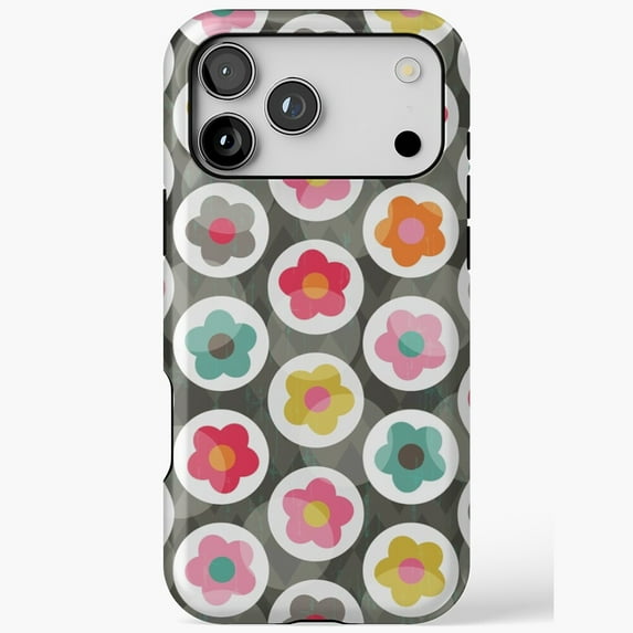 Daisy Pattern In Retro Colors Design iPhone Case 17 16 15 14 13 12 11 ...