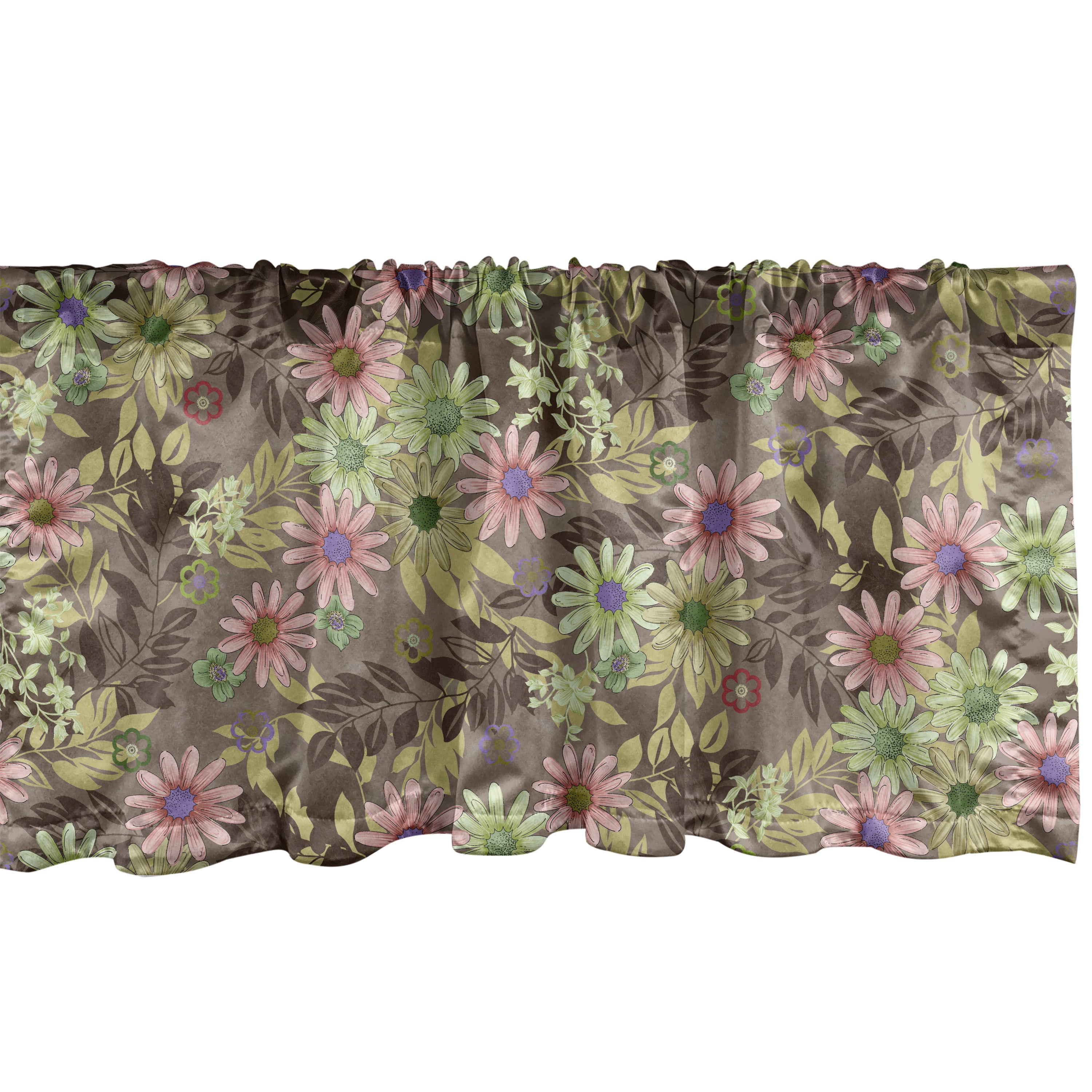 Daisy Pattern Window Valance, Vintage Design Autumn Feels Chamomile ...