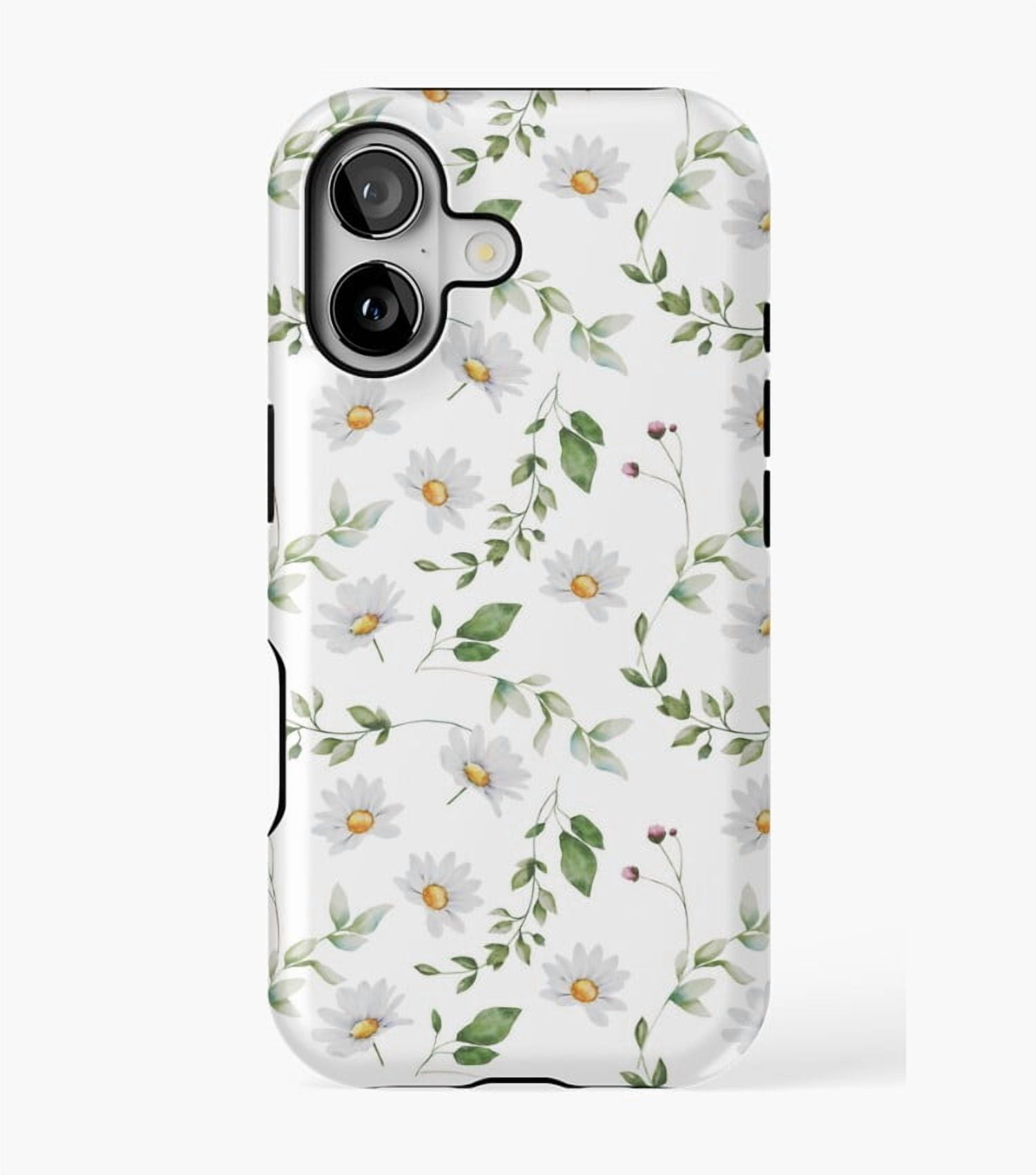 Daisy Pattern with Green Leaves Protective Hard Case for Apple iPhone ...