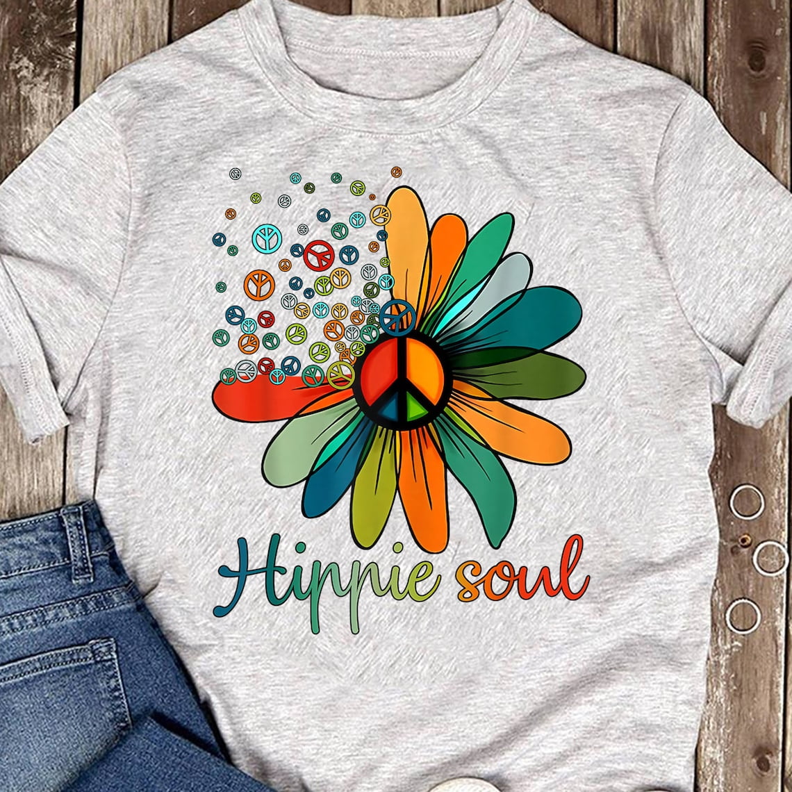 Daisy Peace Sign Hippie Soul T-Shirt Flower Lovers Gifts T-Shirt ...