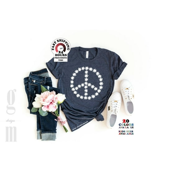 Daisy Peace Sign - Unisex Fit - Hippie Shirts - Hippie Flowers - Good ...