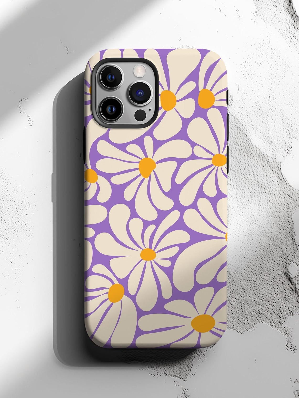 Daisy Phone Case with iPhone 11 to 16 Pro Max, Retro Floral Design ...
