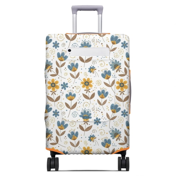 Daisy Pioneer Flower and Blue Flowers Luggage Cover,Stretch Suitcase ...