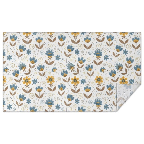 Daisy Pioneer Flower and Blue Flowers Rectangle Tablecloth 60