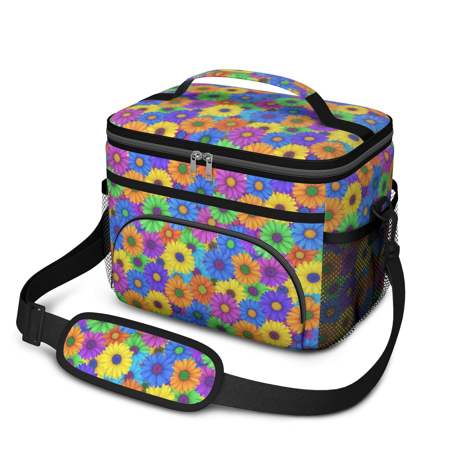 Daisy Pioneer Flower and Rainbow Flowers Insulated Lunch Box for Women ...