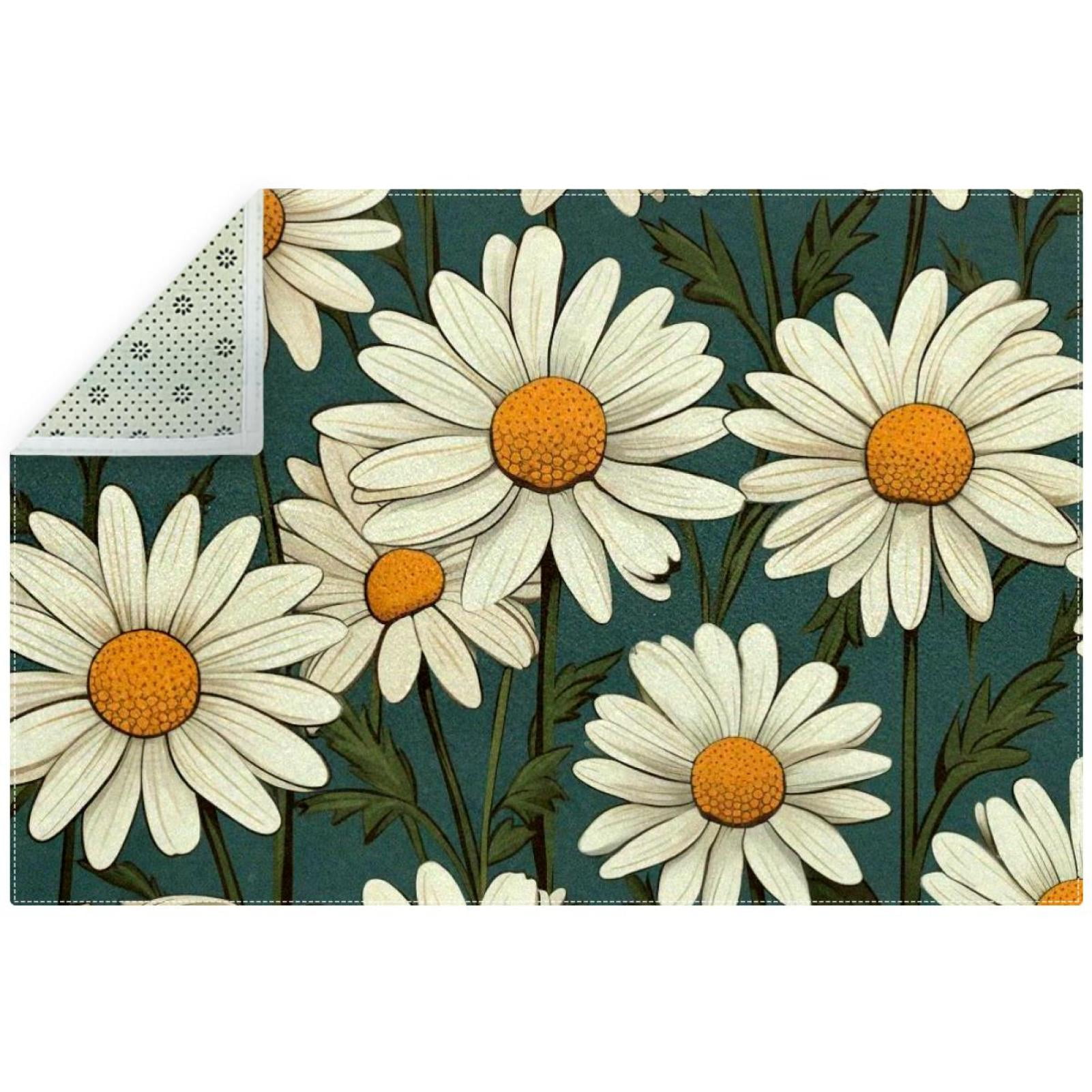 Daisy Polyester Right-Angle Door Mat | Durable Indoor/Outdoor Rug for ...