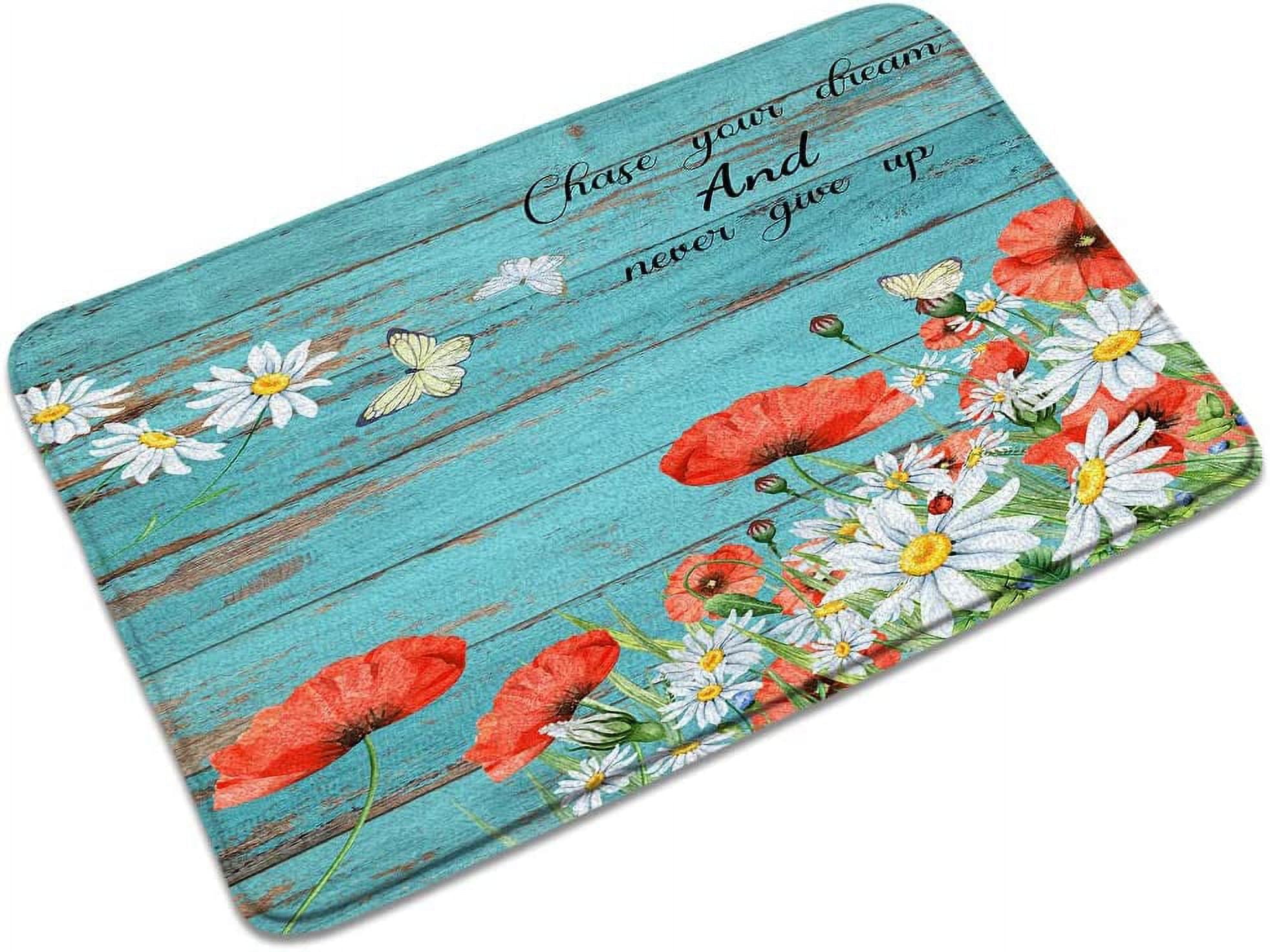 Daisy Poppies Bath Mats for Bathroom Rustic Farmhouse Floral ...
