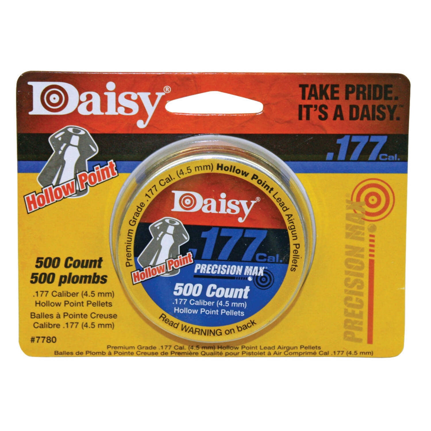 Daisy Precision Max .177 Caliber Hollow Point Pellets, 500 Count Tin ...