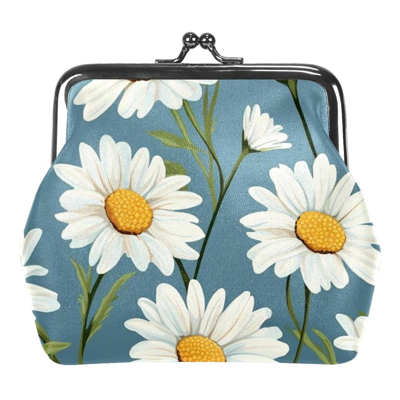 Daisy Premium Microfiber Coin Purse with Zinc Alloy Jaws - 4.3x4.7 in ...