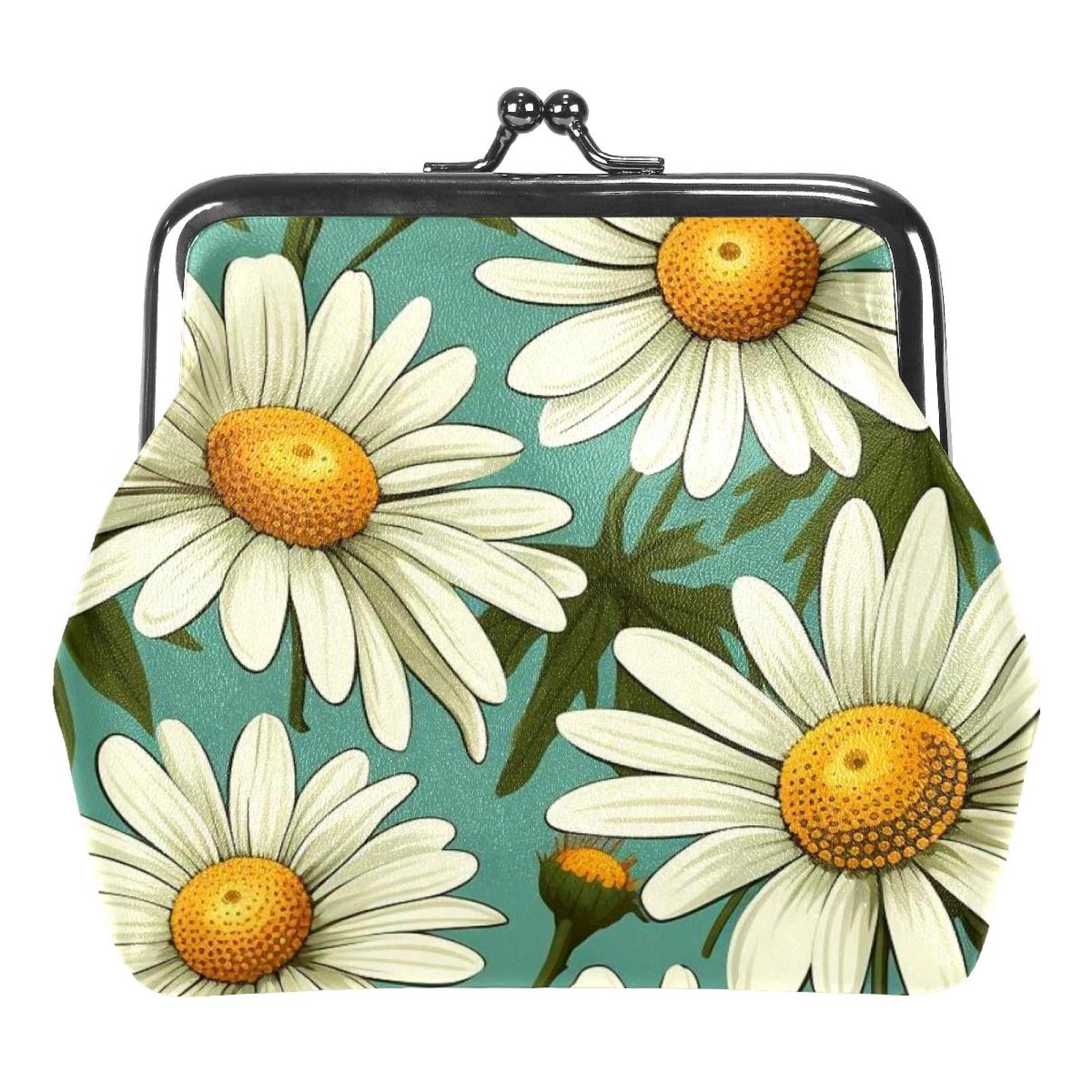 Daisy Premium Microfiber Coin Purse with Zinc Alloy Closure, Compact ...