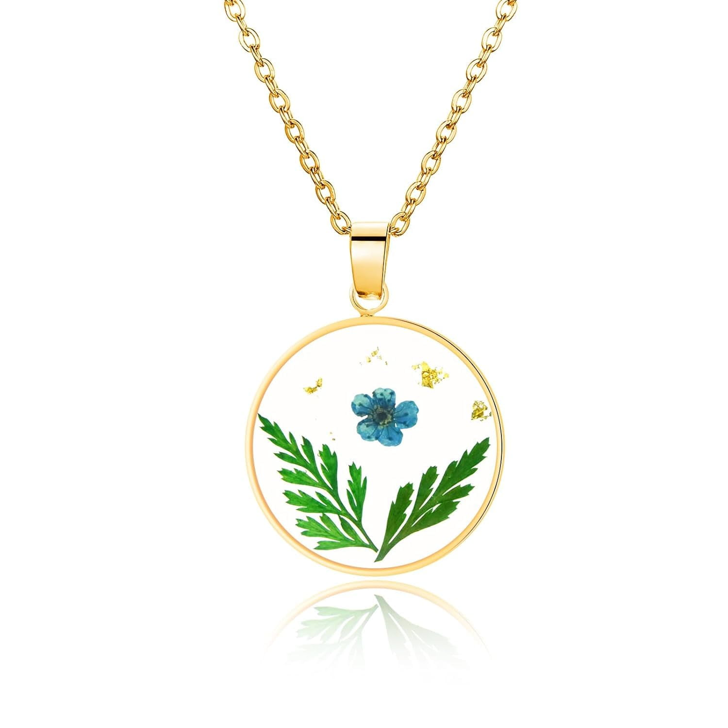 Daisy Pressed Flower Necklace,Personalized Gold Handmade Necklace,April ...