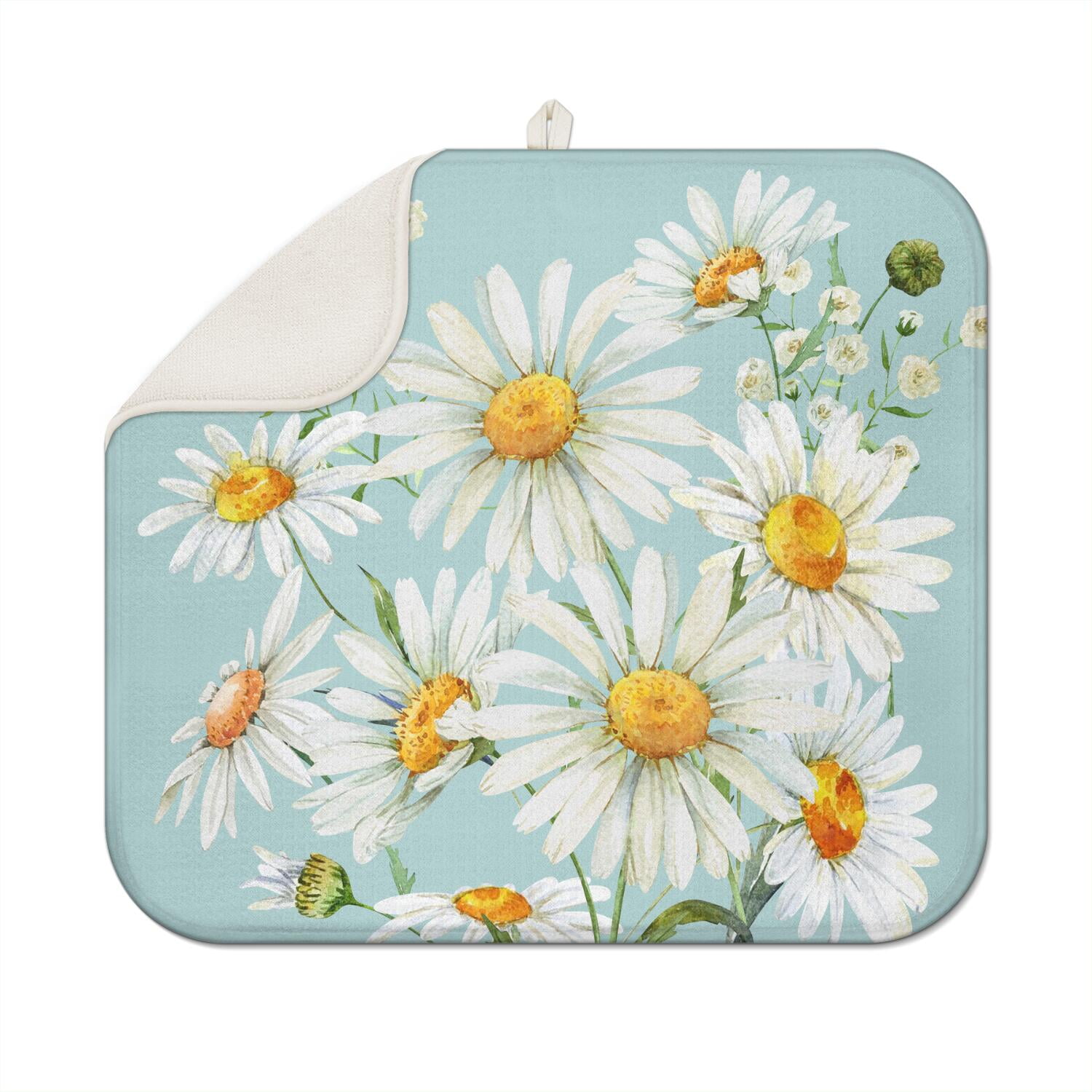 Daisy Print Coffee Mat for Kitchen Countertops – Ultra Absorbent ...