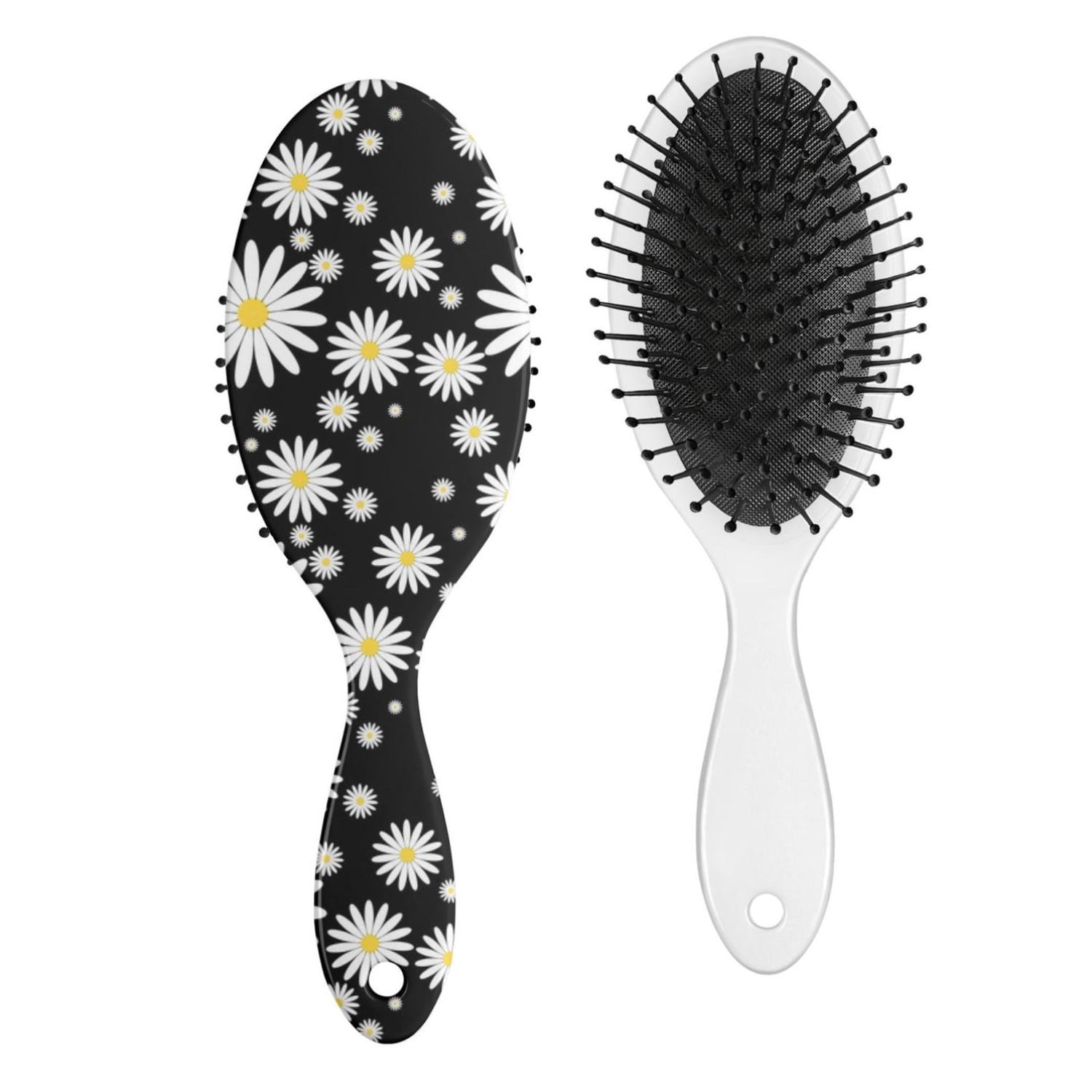 Daisy Print Hair Brush, Vintage Floral Detangling Paddle Brush with ...