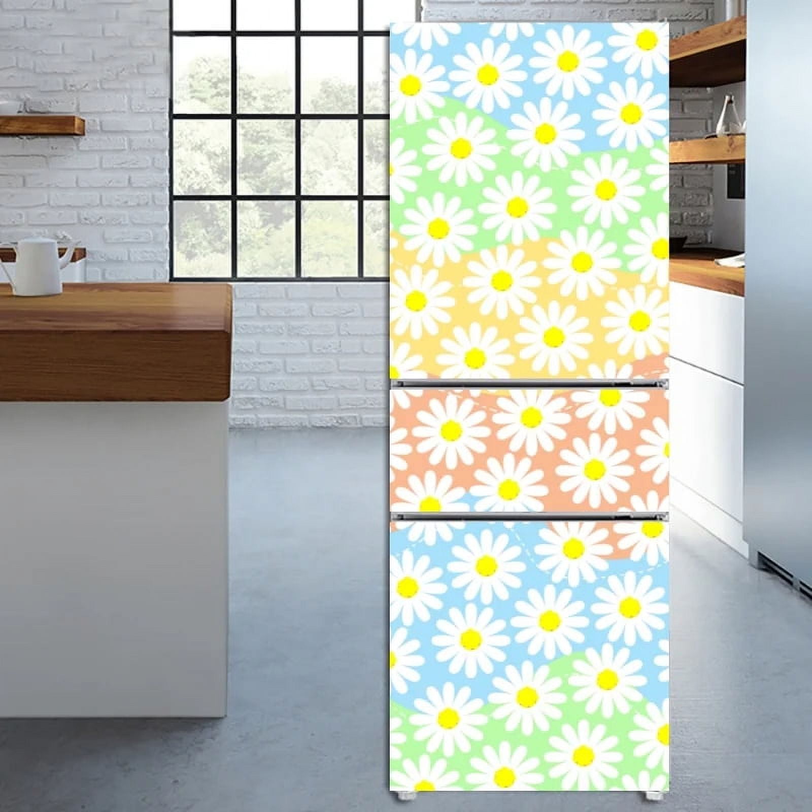 Daisy Print Refrigerator Stickers Kitchen Decorative PVC Waterproof ...